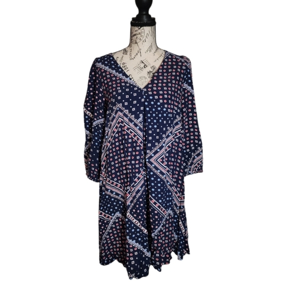 LOFT | Dresses | Loft Geometric Print Vneck Dress Size Xsmall | Poshmark